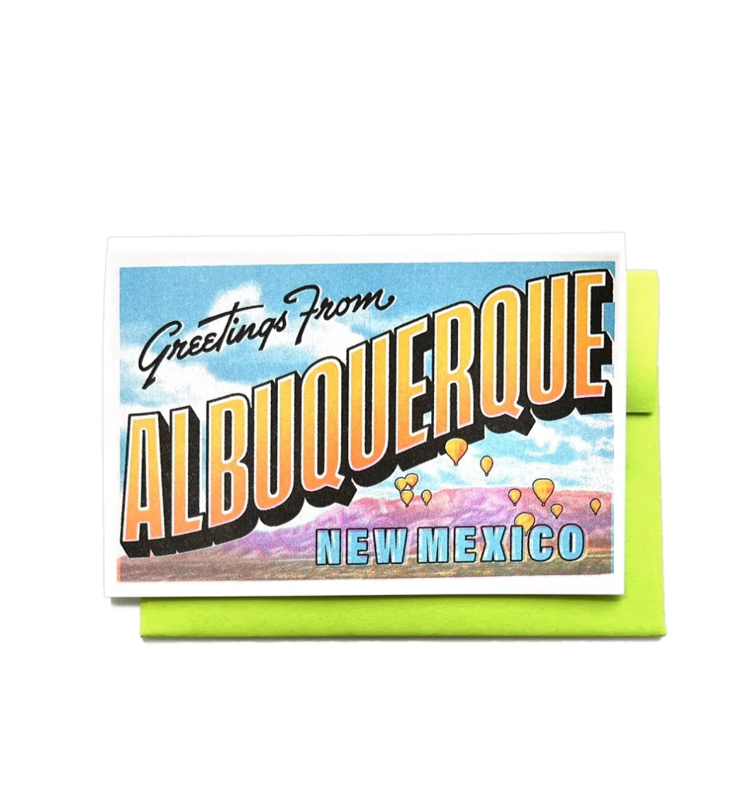 Greetings From ABQ - Risograph Greeting Card – Flyby Provisions